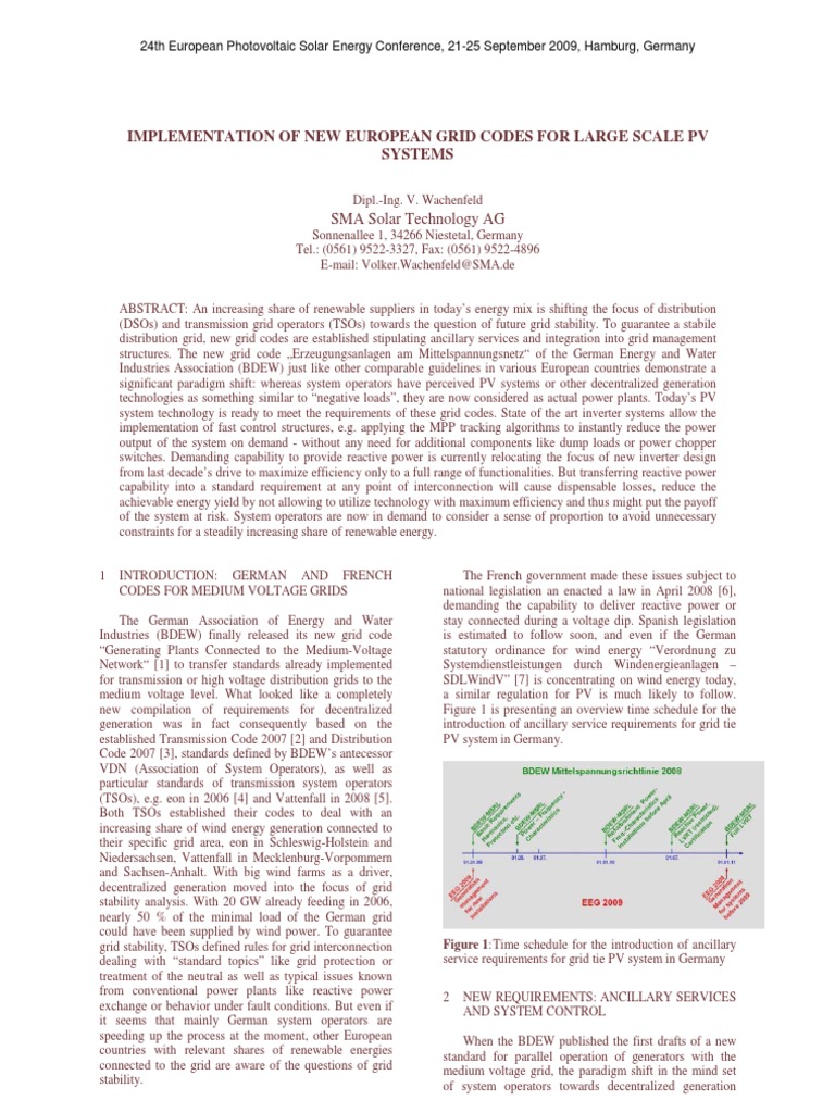 New European Grid Codes for PV Systems | PDF | Electrical Grid ...