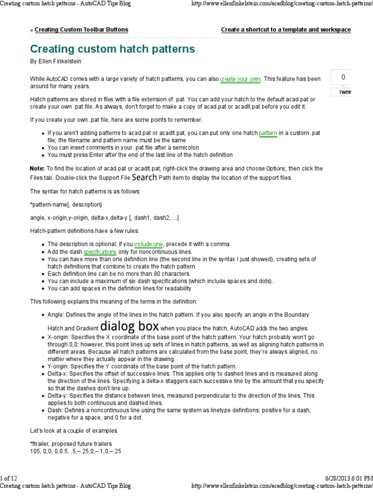 Creating Custom Hatch Patterns - AutoCAD Tips Blog | PDF | System ...