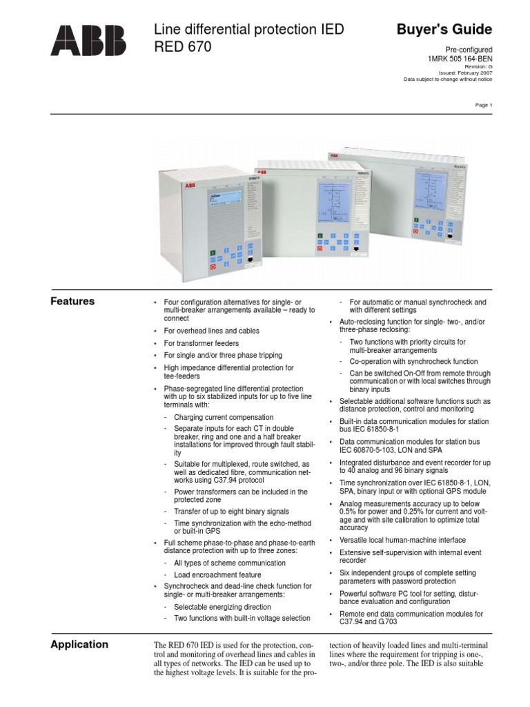 Abb Relay Red 670 | PDF | Electrical Engineering | Electricity