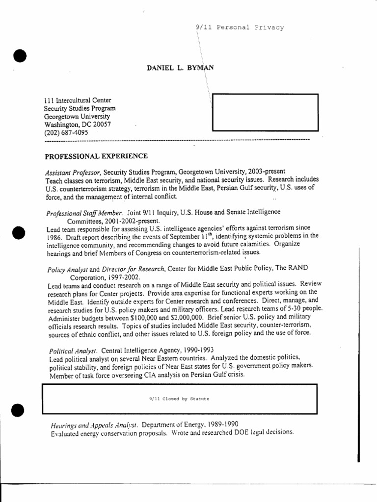FO B1 Commission Meeting 4-10-03 FDR - Tab 7 - Byman Resume - Daniel L ...