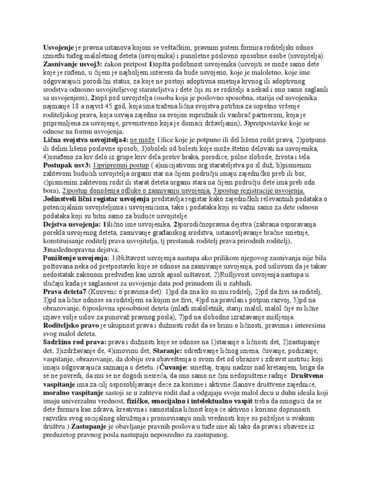 Porodično Pravo II Kolokvijum | PDF