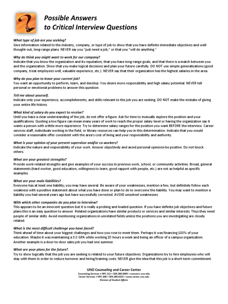 Interview Answers | PDF | Employment | Salary