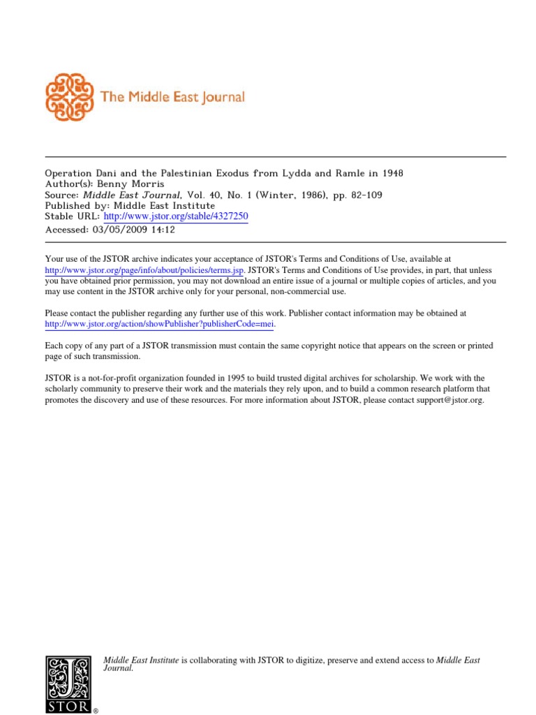 Morris, Benny - Operation Dani and The Palestinian Exodus From Lydda ...