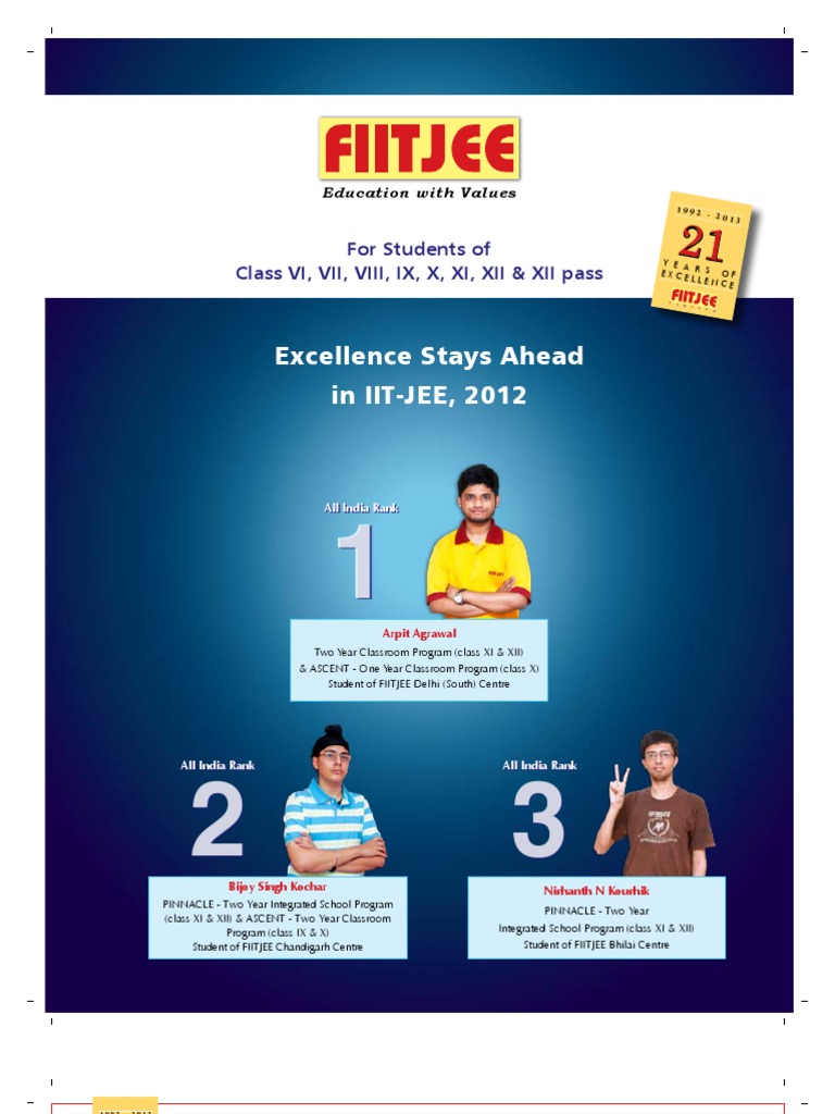FIITJEE Brochure-Low Res | Download Free PDF | University And College ...