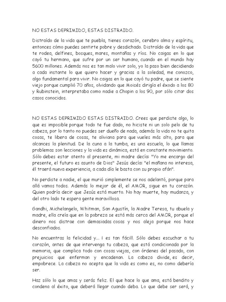 Texto Completo - Facundo Cabral - No Estas Deprimido, Estas Distraido | PDF | Alma | Amor