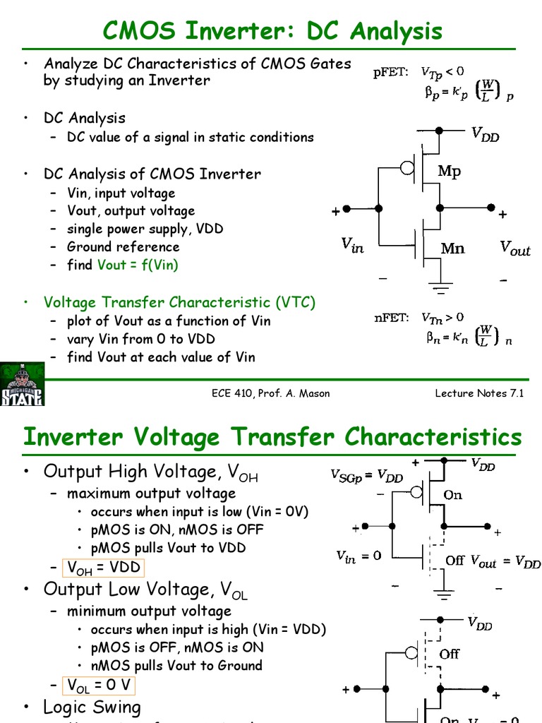 CMOS Inverter: DC Analysis | Cmos | Logic Gate