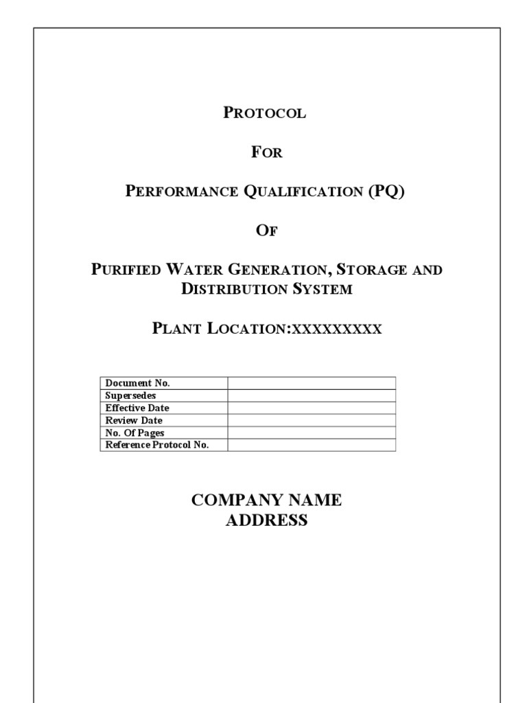 PQ Protocol for Purified Water System | PDF | Water Purification | Membrane