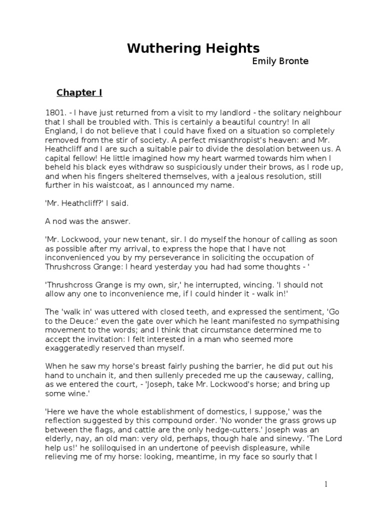 Wuthering Heights - Emily Bronte | PDF | Wuthering Heights | Heathcliff ...