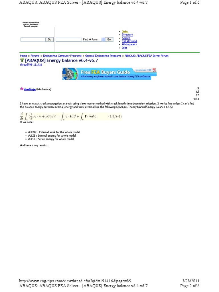 Abaqus Energy Equations | PDF | Fracture Mechanics | Viscoelasticity
