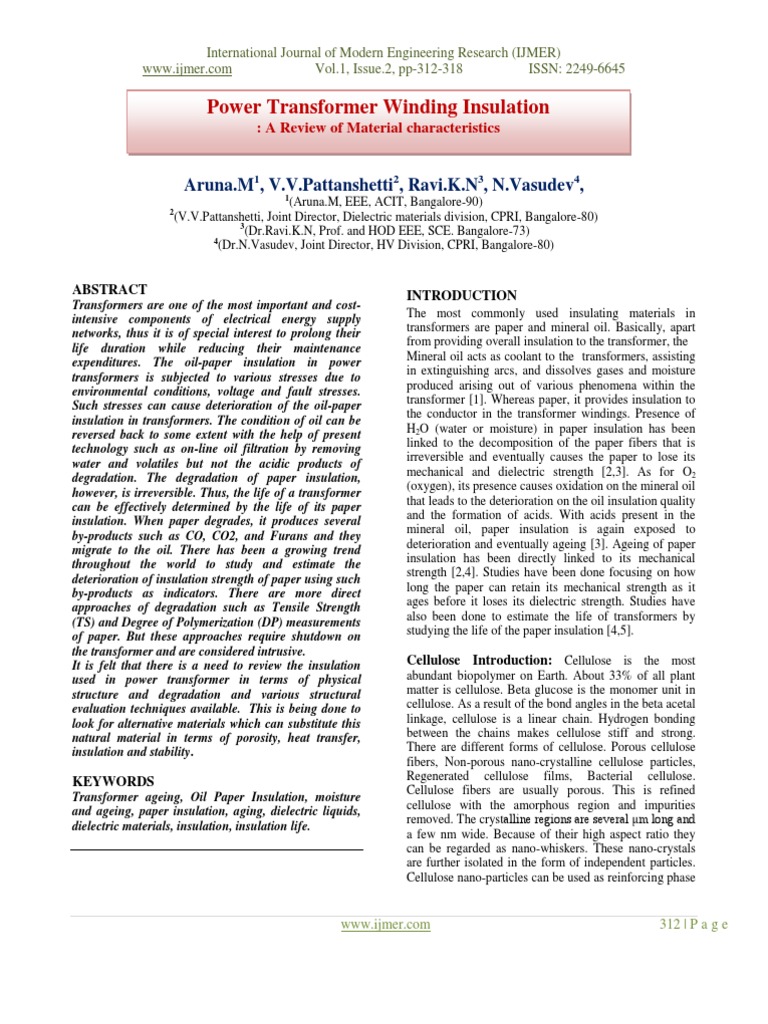 Power Transformer Winding Insulation | PDF | Porosity | Cellulose