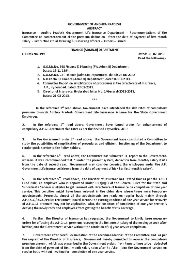 APGLI Premium Deduction Policy Update | PDF | Life Insurance | Insurance