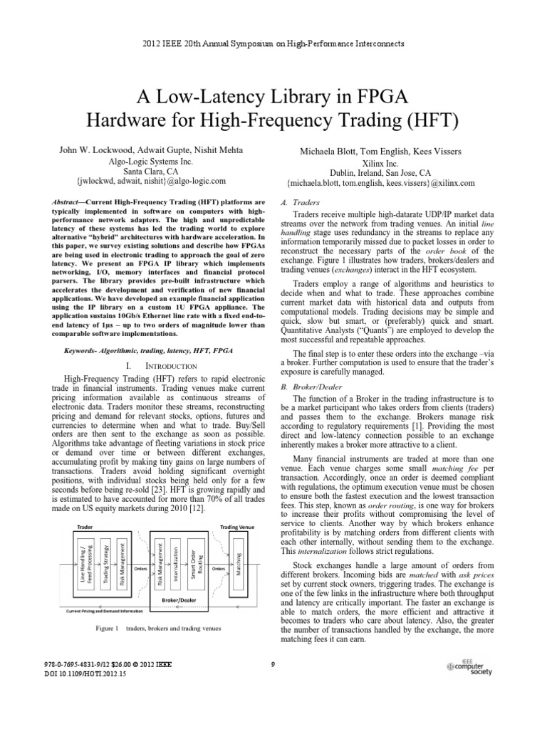 Low Latency Library For Hft Algo Logic 4831a009 Pdf Field