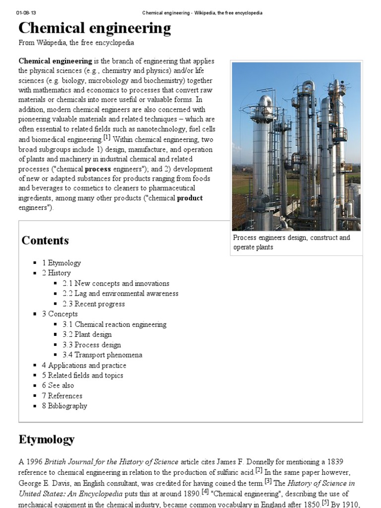Chemical Engineering - Wikipedia, The Free Encyclopedia | PDF ...