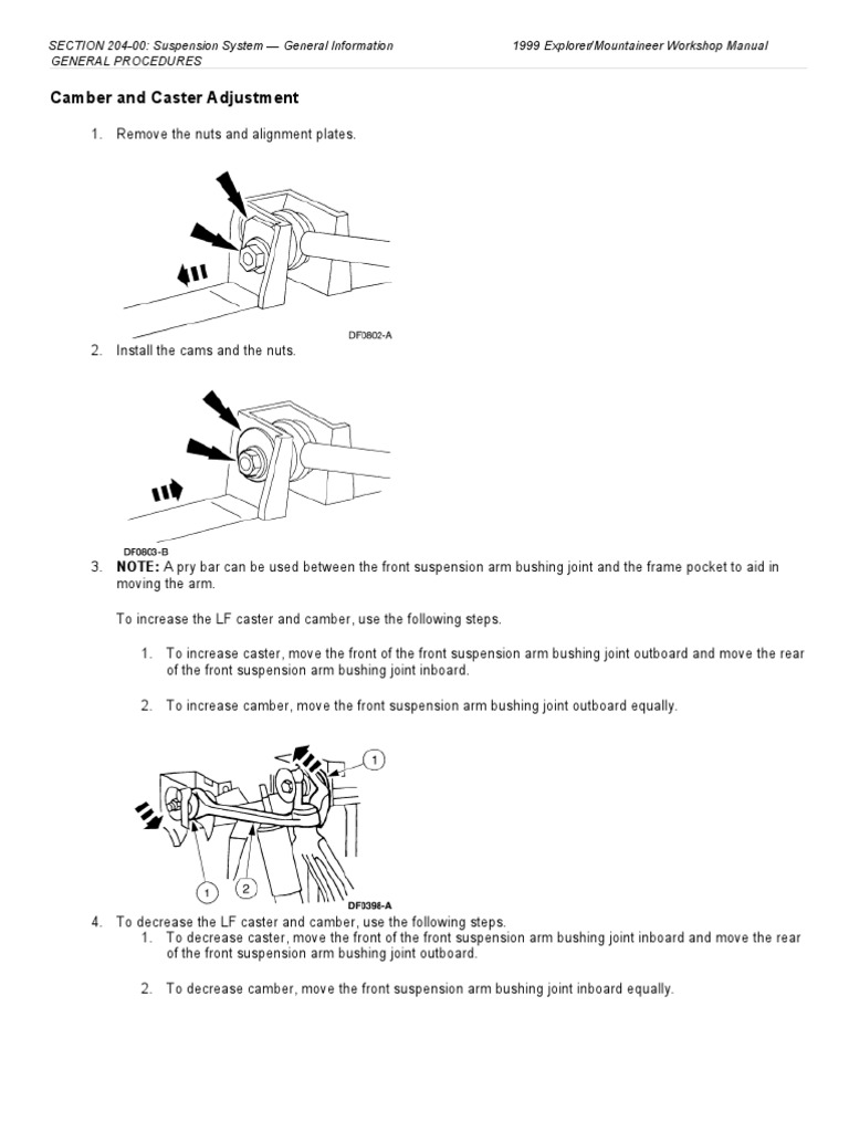 Camber and Caster Adjustment | PDF