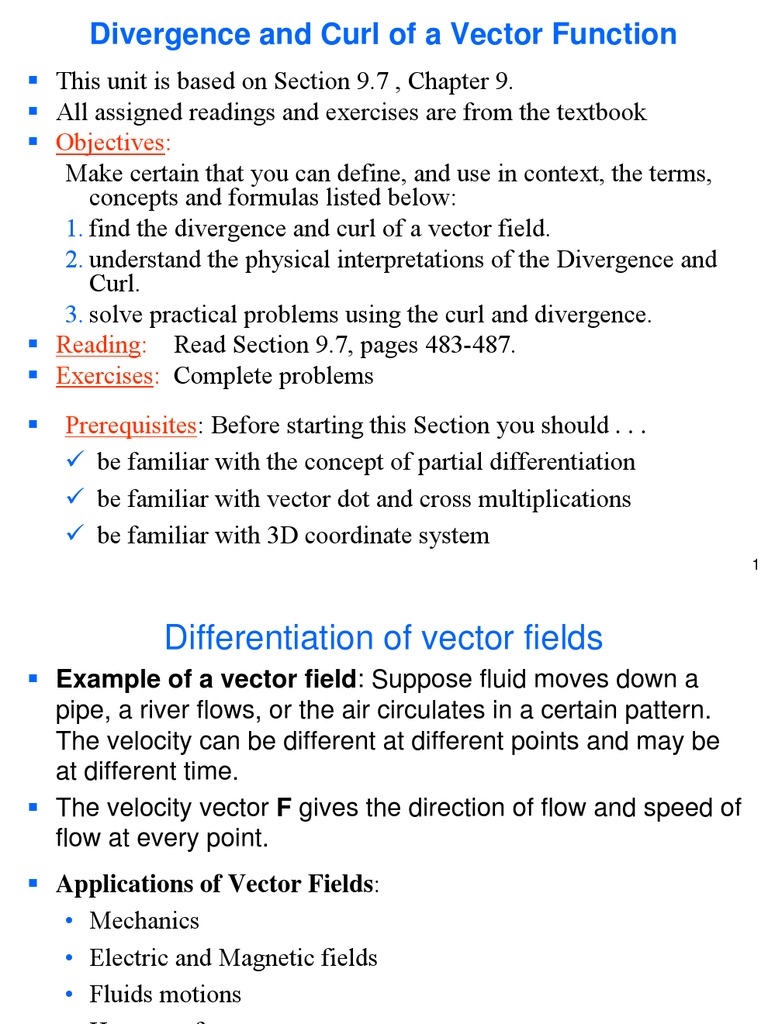 Div and Curl 9-7 | PDF | Divergence | Euclidean Vector