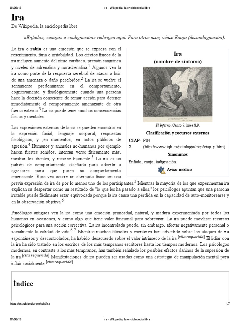 Ira - Wikipedia, La Enciclopedia Libre | Ira | Conceptos psicologicos