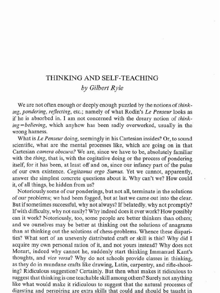Thinking and Self-Teaching - Gilbert Ryle | PDF | Question | Socrates