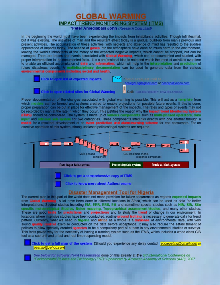 ITMS Global Warming Impacts, Niger Delta, Nigeria Peter Aniediabasi John, Ecolegal Nigeria ...
