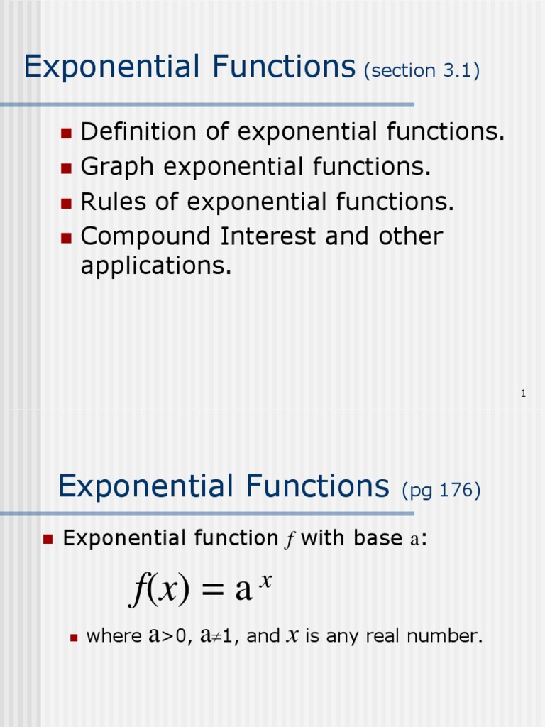 3 1 Exponential Functions Pdf Exponential Function Compound Interest