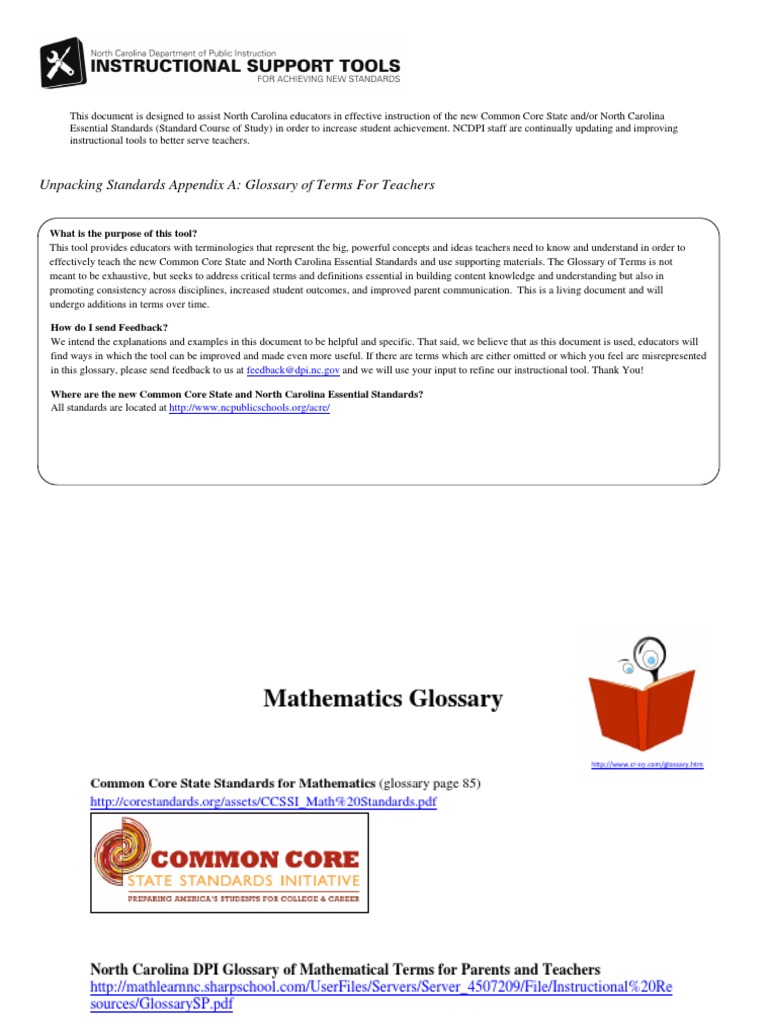 NC Educators' Glossary for Standards | PDF