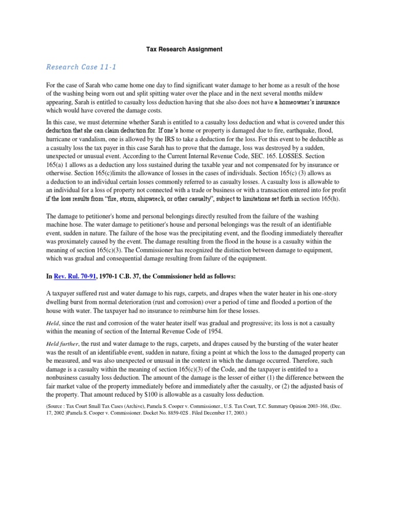 Tax Research Assignment | PDF | Employee Stock Option | Income Tax In ...