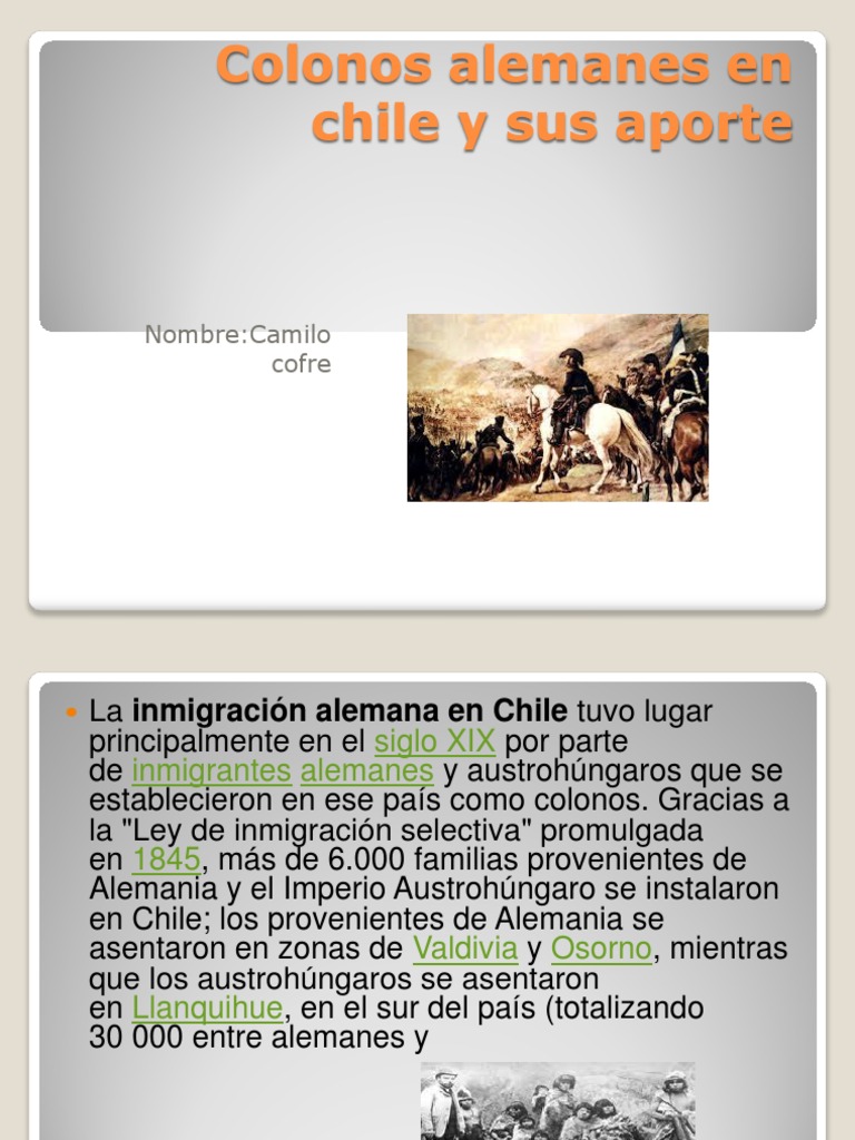 Colonos Alemanes en Chile y Sus Aporte