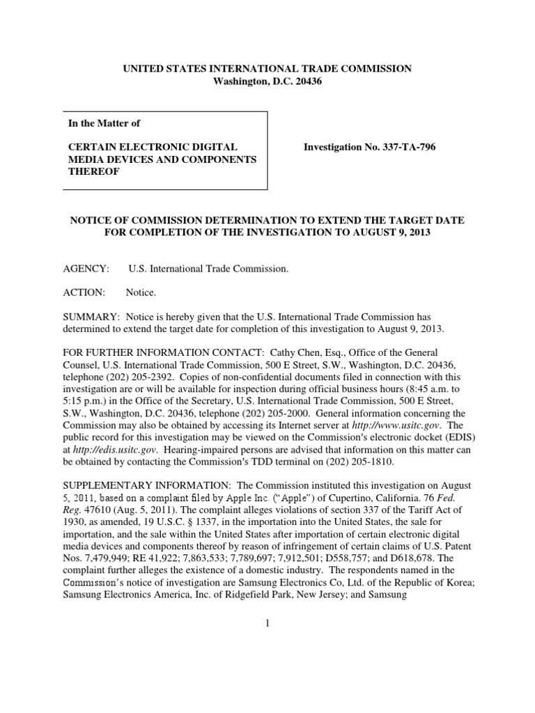 ITC Extension | PDF | Administrative Law Judge | Government Information