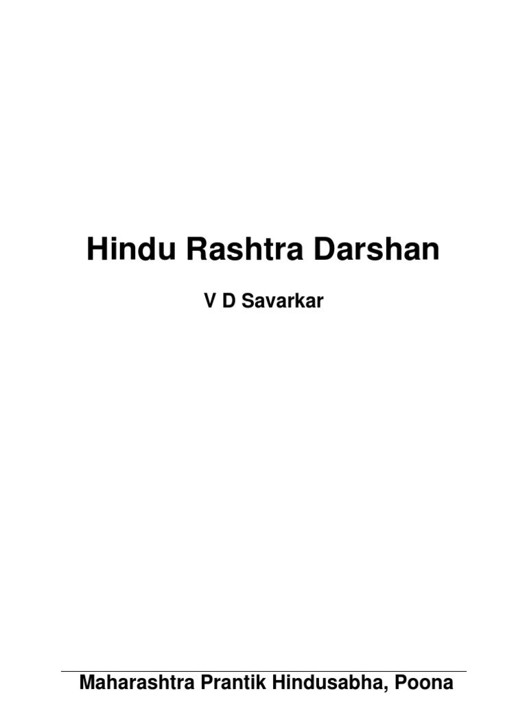 Hindu Rashtra Darshan by Veer Vinayak Damodar Savarkar | PDF | Jainism | Religion And Belief