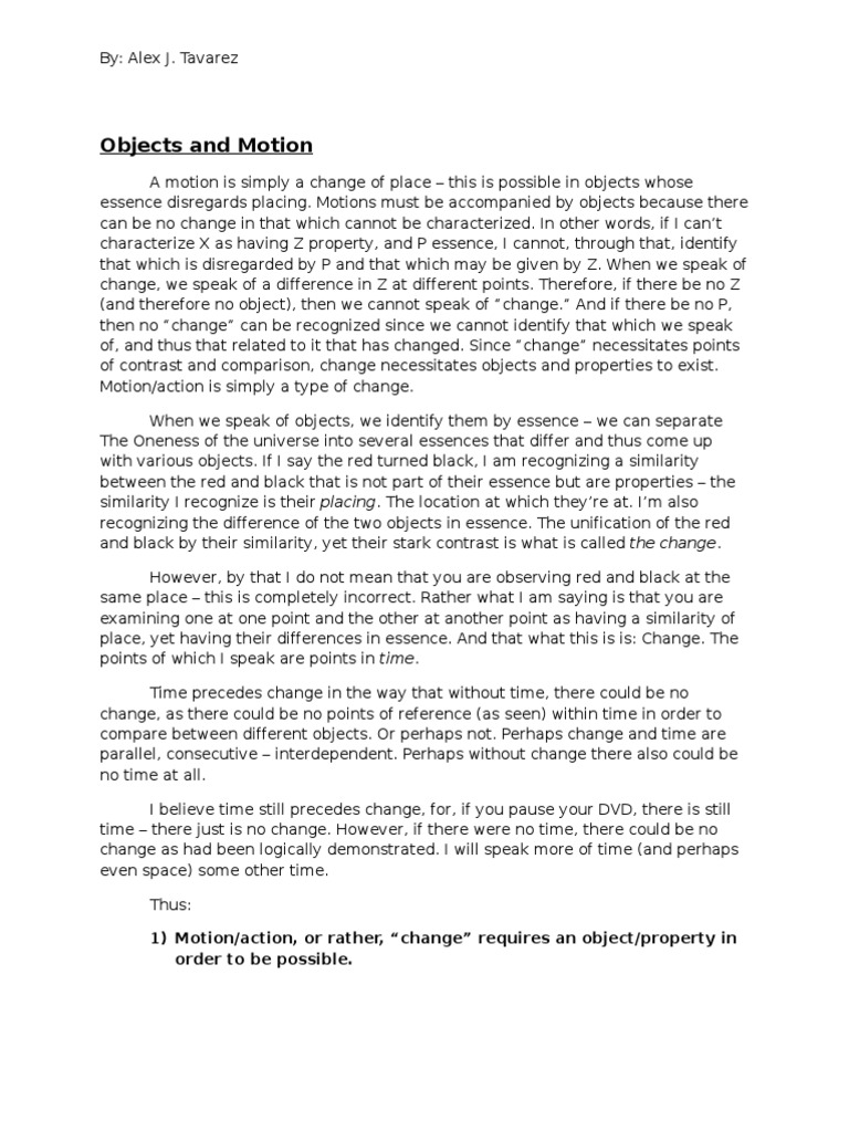 Metaphysics: Objects and Motion | PDF | Essence | Philosophical Movements