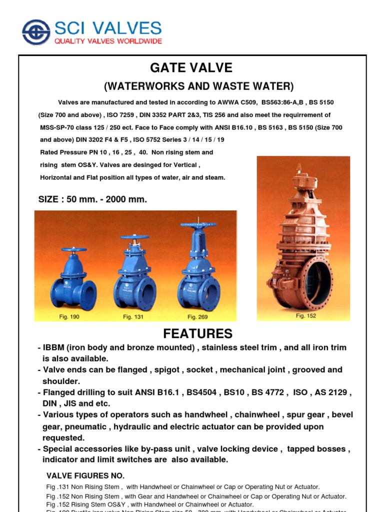 Gate Valve (Waterwork&... ) PDF | PDF | Valve | Mechanical Engineering