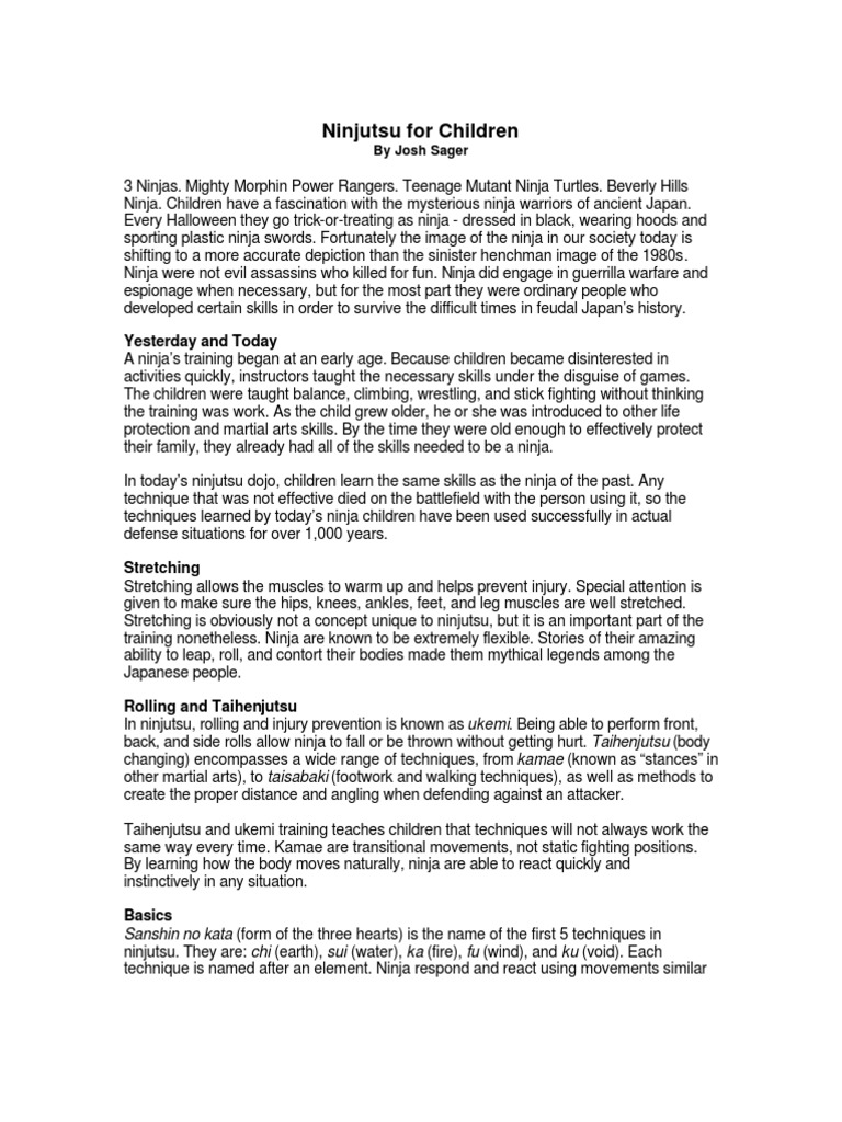 Ninjutsu For Children | PDF | Ninja | Combat Sports