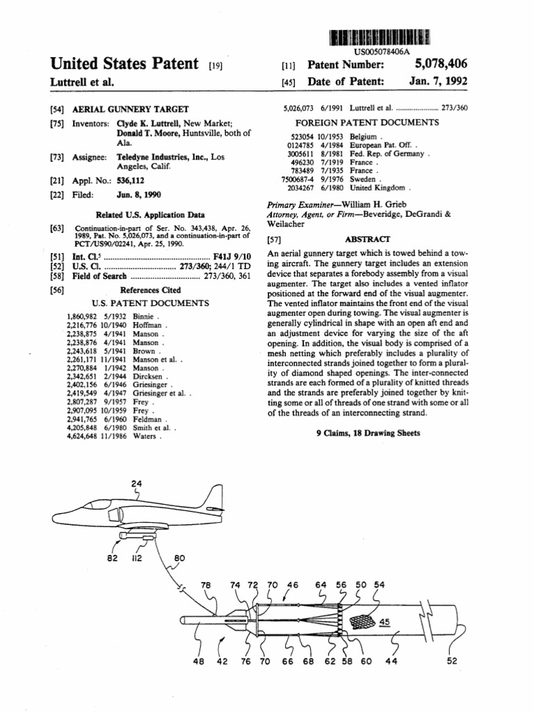 Cloth Tow Target Sleeve (1992) | PDF | Patent Law | Aircraft