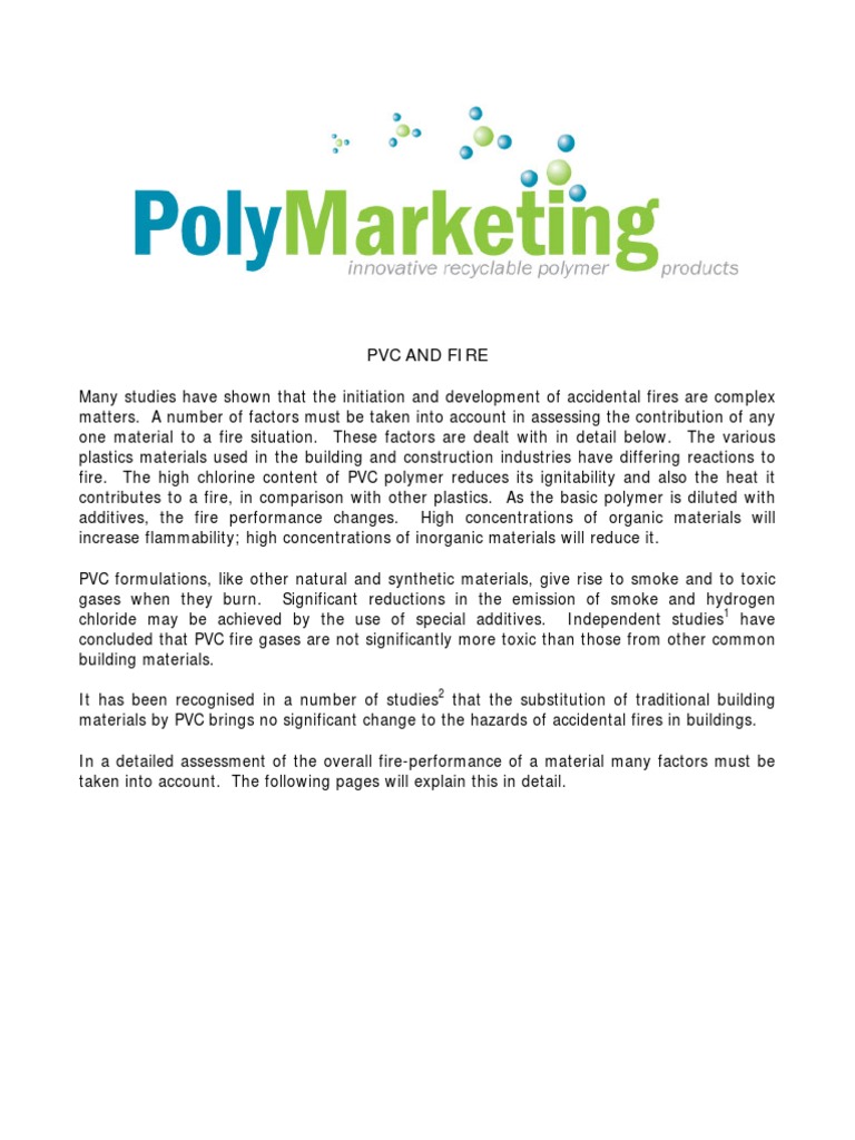 PVC and Fire | PDF | Smoke | Polyvinyl Chloride
