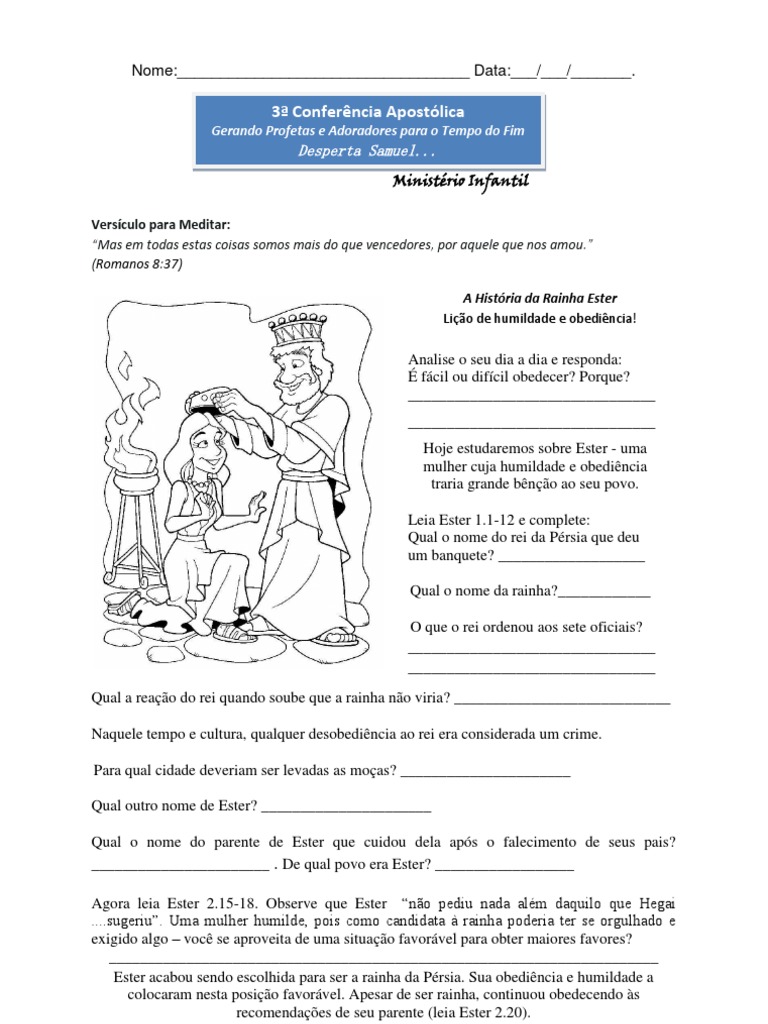 Atividade Ester | Download grátis PDF | Livro de Ester | Textos religiosos