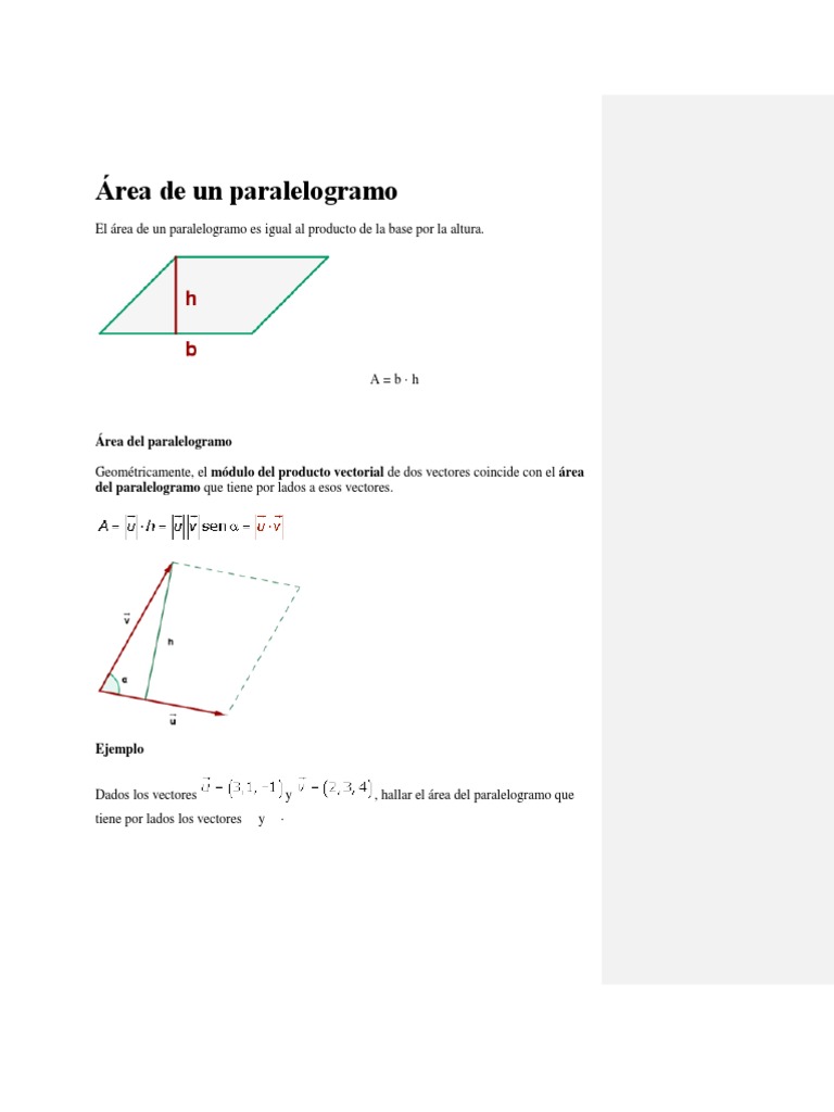 Area Del Paralelogramo | PDF | Vector Euclidiano | Triángulo