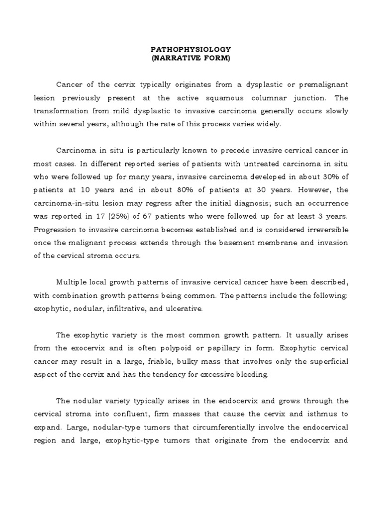 Cervical Cancer Pathophysiology Overview | PDF | Cervical Cancer ...