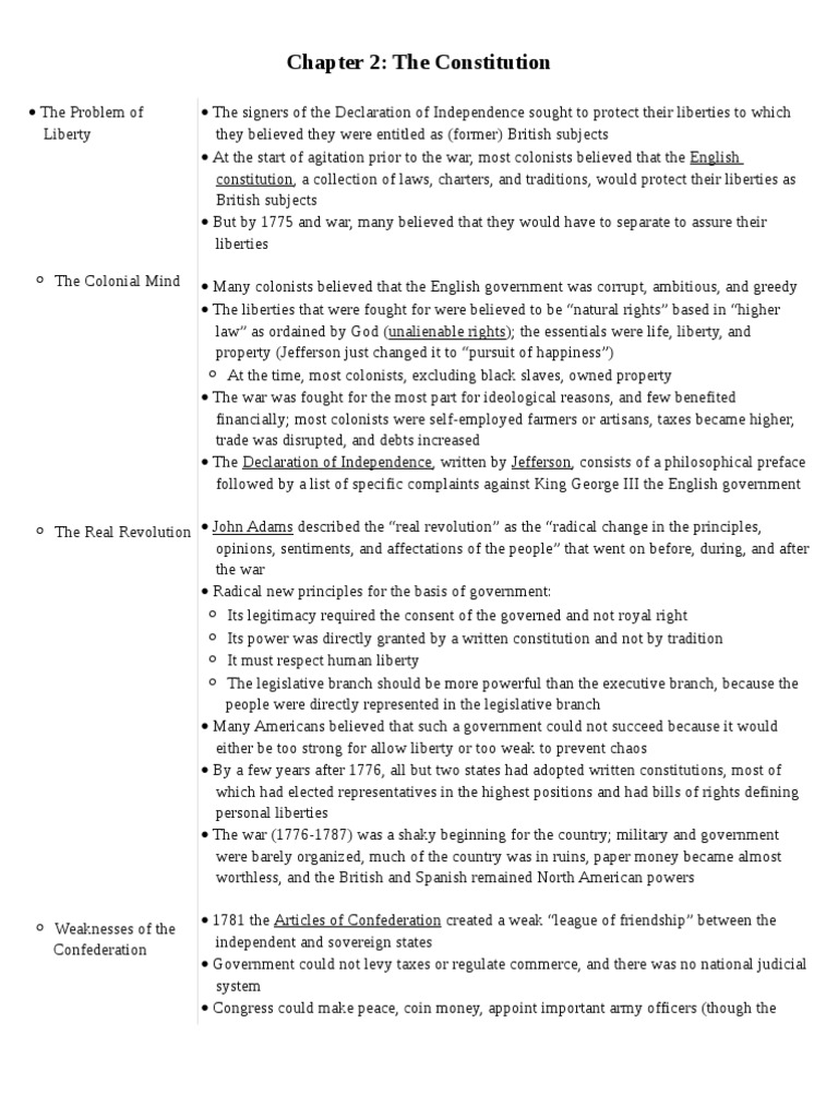 AP US Government - Chapter 2 Notes | PDF | United States Bill Of Rights ...