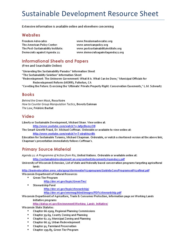 Sustainable Development Resource Guide | PDF | Sustainability | Government