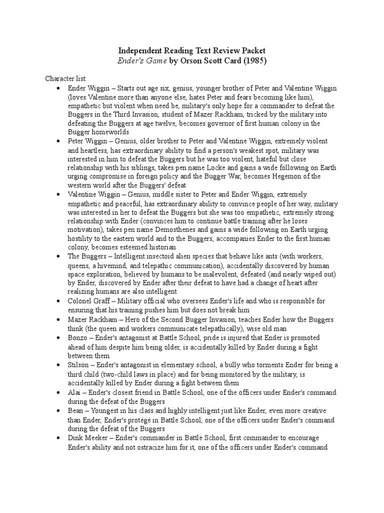 Enders Game Text Review | PDF