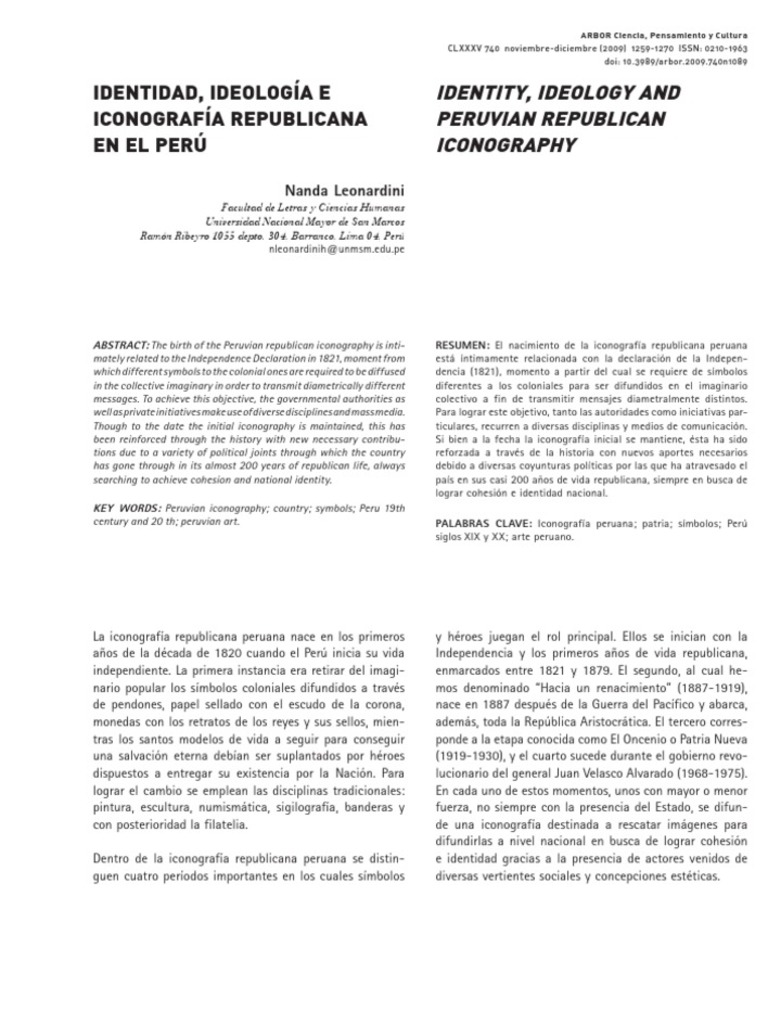 Identidad, Ideología e Iconografía Republicana en El Perú - Nanda ...