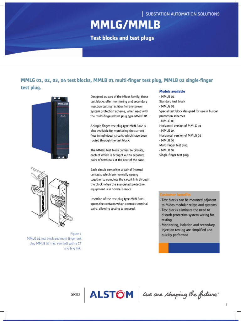 ALSTOM-MMLG (Test Block & Test Plug) | PDF
