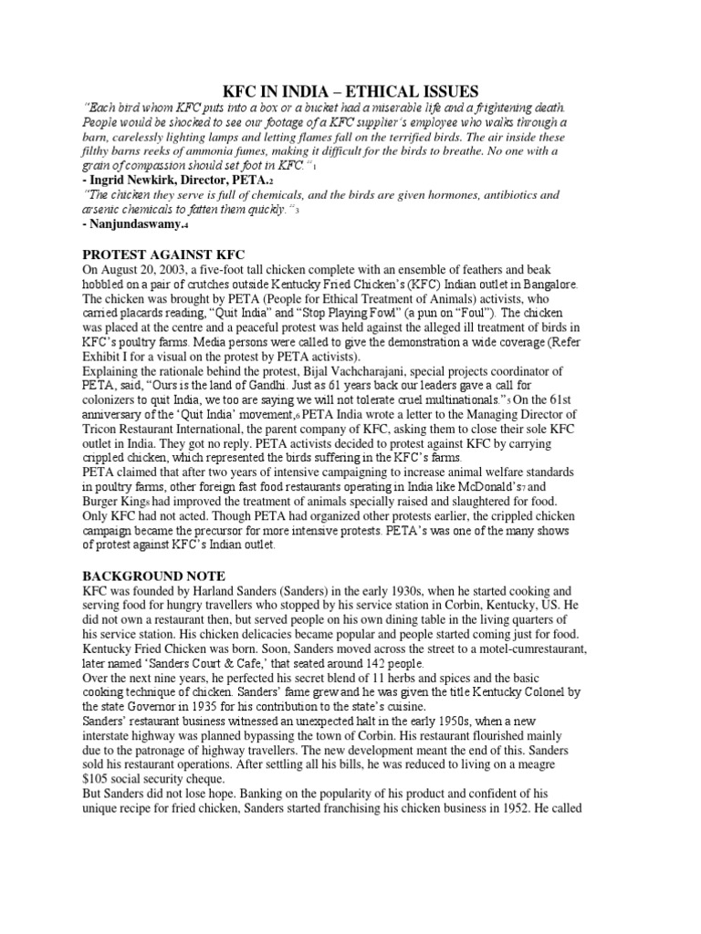 KFC Case Study | PDF | People For The Ethical Treatment Of Animals ...