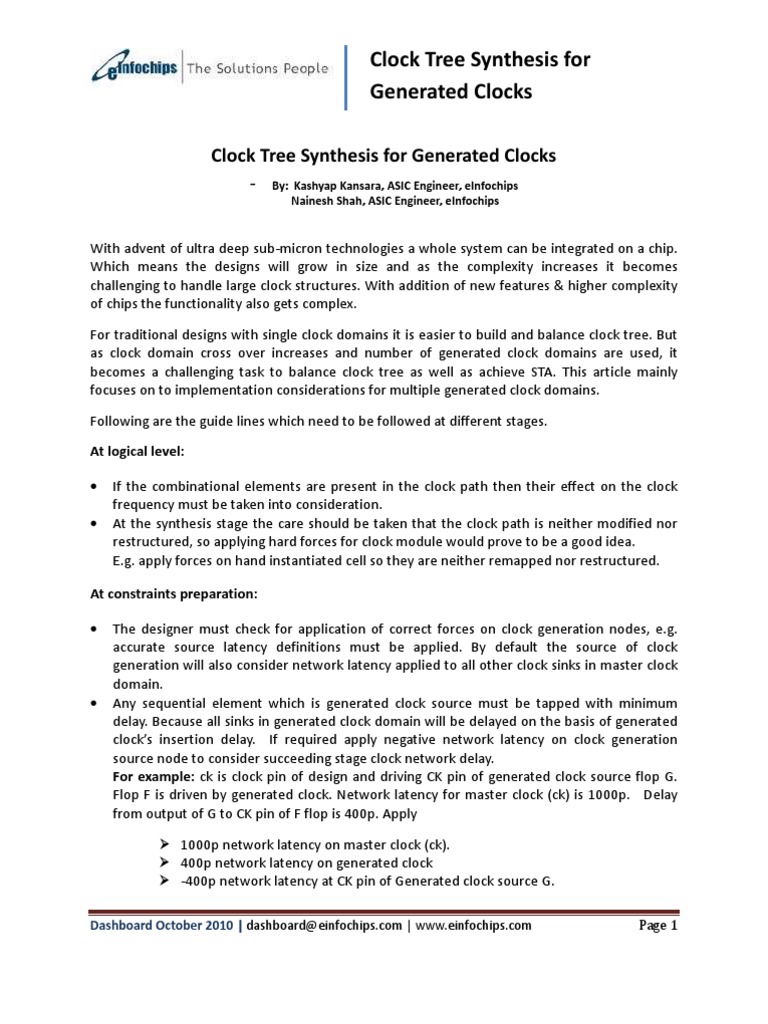 Clock Tree Synthesis | PDF | Latency (Engineering) | Clock