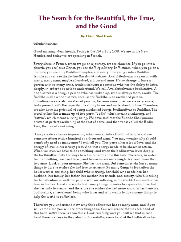 The Search For The Beautiful The True and The Good | PDF | Mindfulness ...