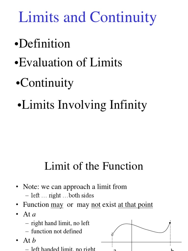 Limits and Continuity: - Definition - Evaluation of Limits - Continuity ...