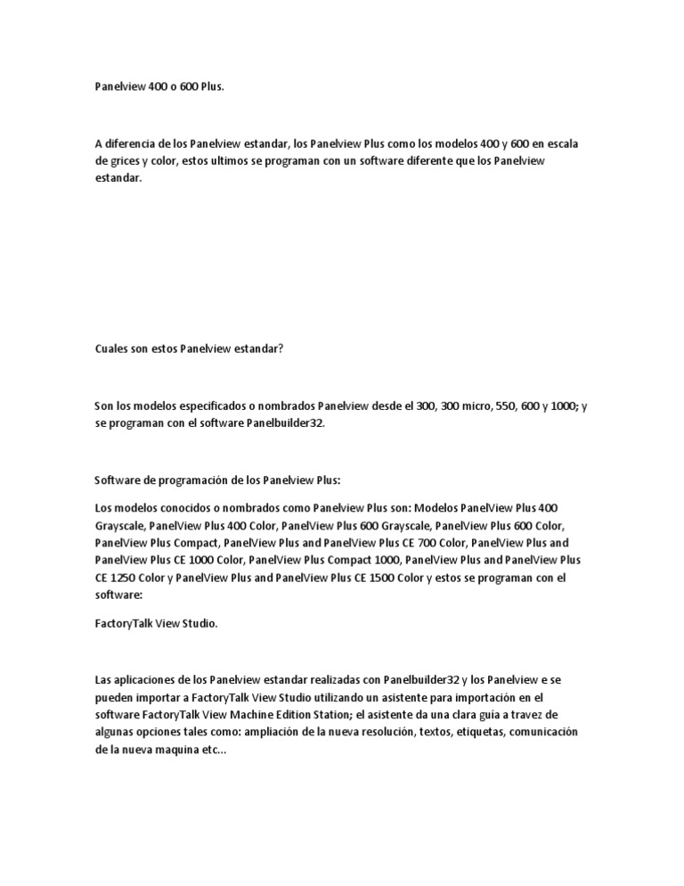 Panelview 400 o 600 Plus | PDF