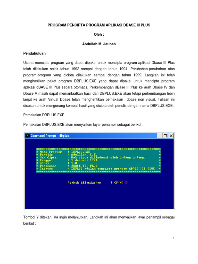 Optimasi Program dBASE III Plus dengan DBPLUS.EXE | PDF