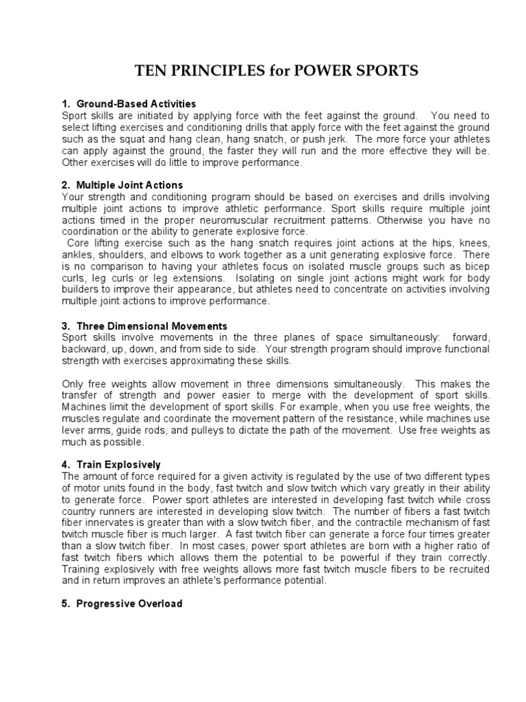 Principles for Power Sports Training | PDF | Weight Training | Strength ...