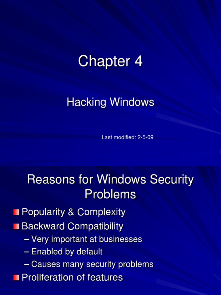 Hacking Windows: Last Modified: 2-5-09 | PDF | Password | Windows Vista