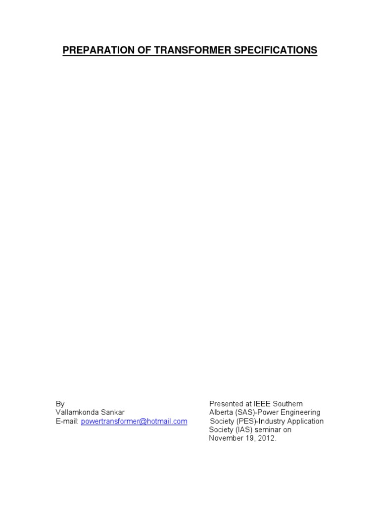 Transformer Specifications | PDF | Transformer | Specification ...